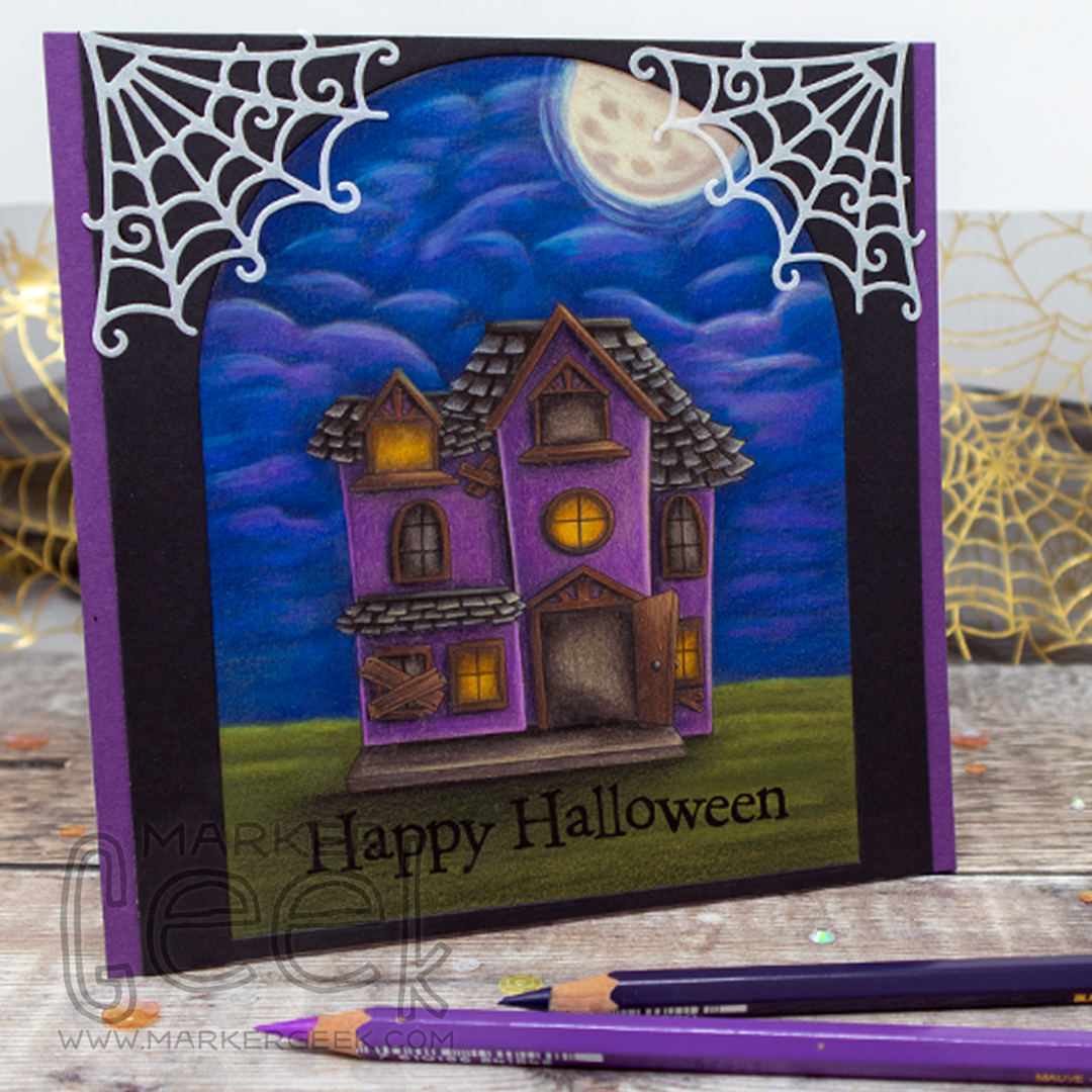Coloured Pencil Haunted House Card - Marker Geek