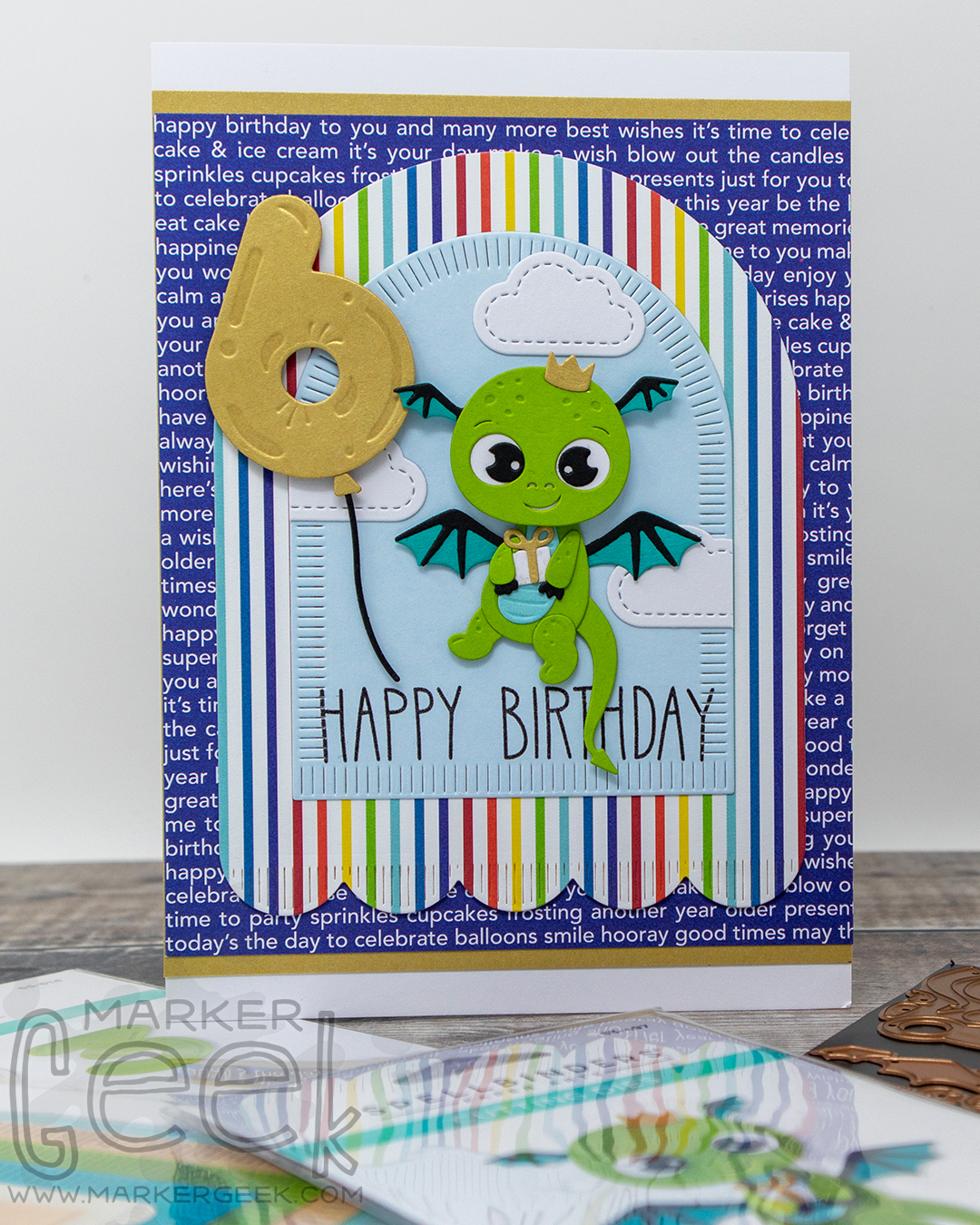 Spellbinders Dancin' Dragon Birthday Card - Marker Geek