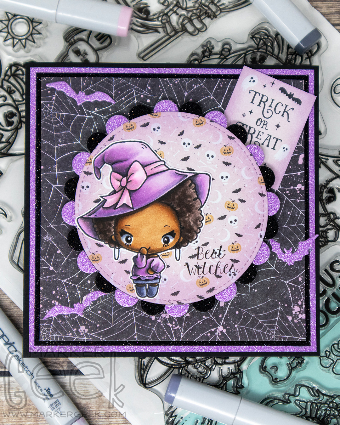 TGF Hocus Pocus Witch Card & YouTube Members Colouring Video – Marker Geek