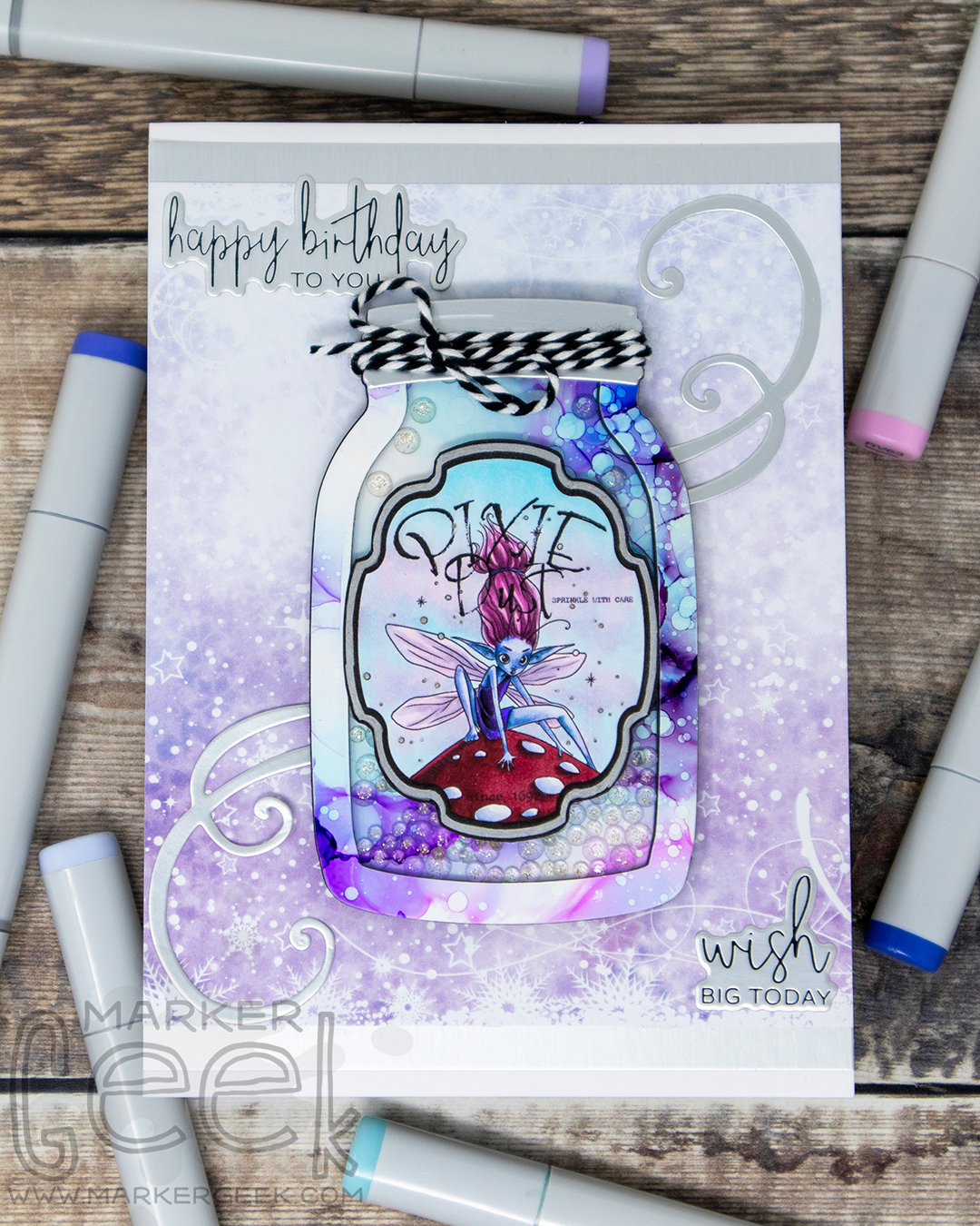 Pixie Dust Potion Jar Shaker Card - Marker Geek