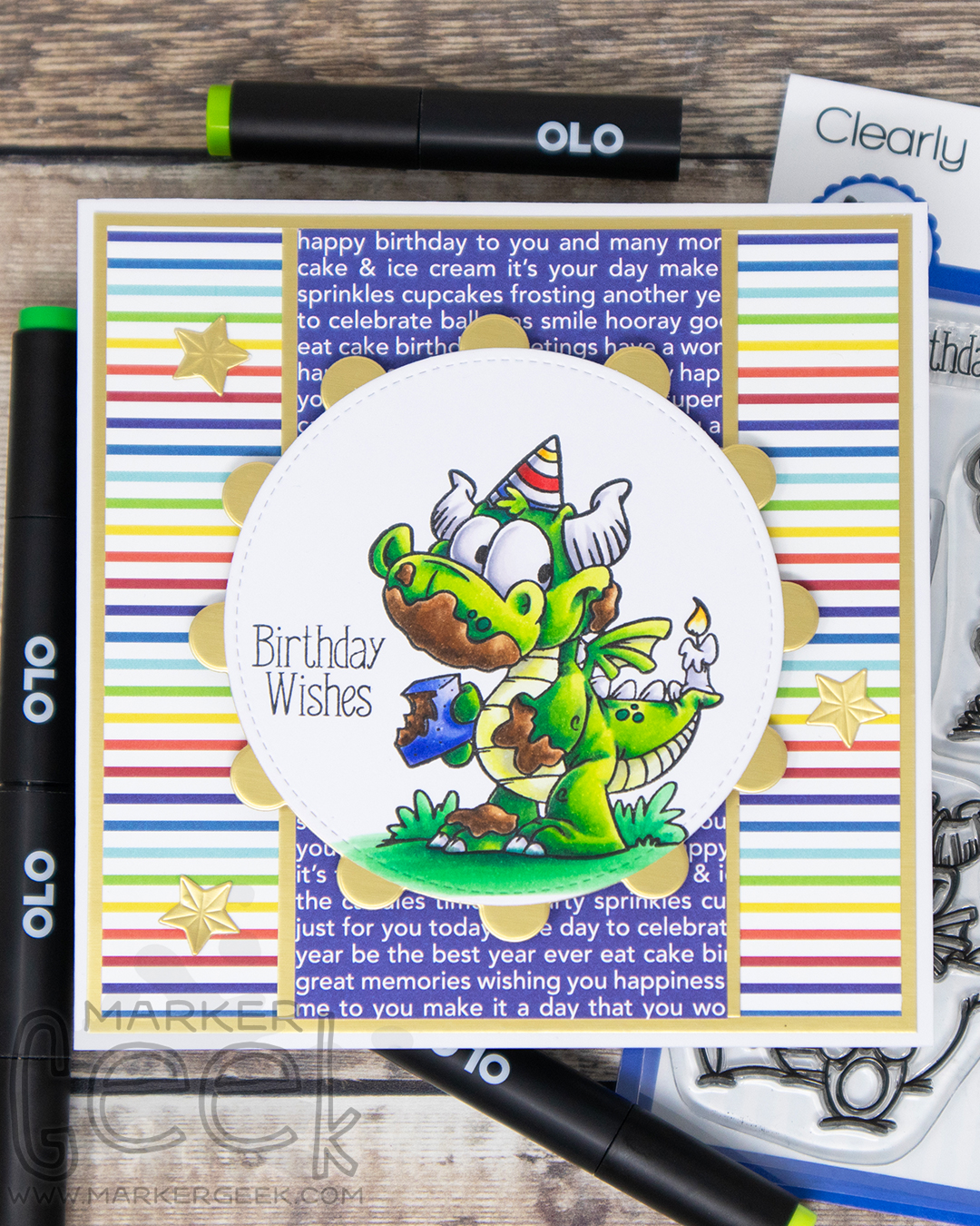 Birfday Dragon Card & Colouring Video - Marker Geek
