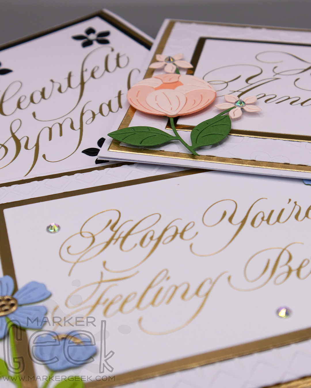 Spellbinders Paul Antonio Copperplate Greetings Foiled Cards - Marker Geek
